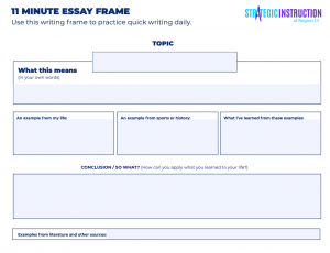 Writing Frames to help you Practice Writing in All Subject Areas