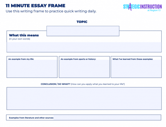 Writing Frames to help you Practice Writing in All Subject Areas