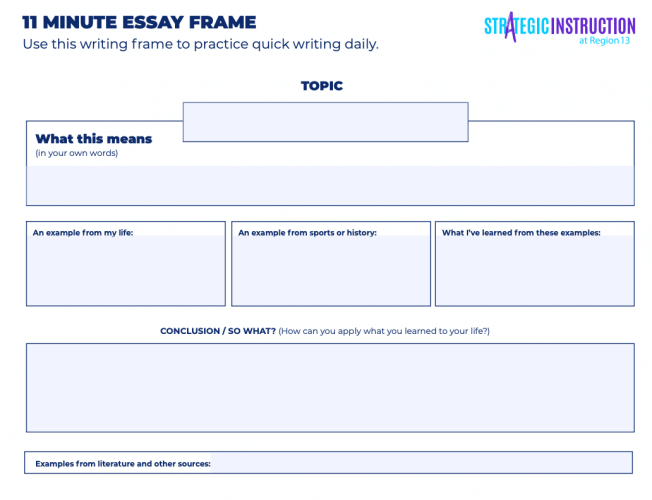Writing Frames to help you Practice Writing in All Subject Areas