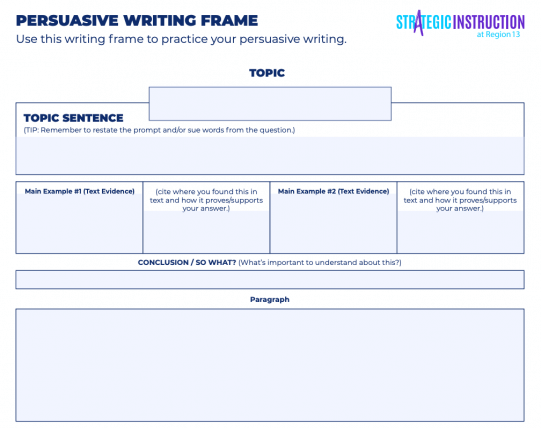 Writing Frames to help you Practice Writing in All Subject Areas