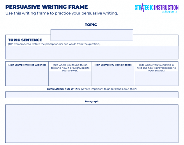 Writing Frames to help you Practice Writing in All Subject Areas