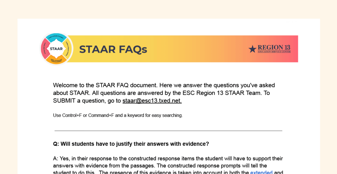 STAAR: Frequently Asked Questions (FAQs) & Answers • Region 13's Blog
